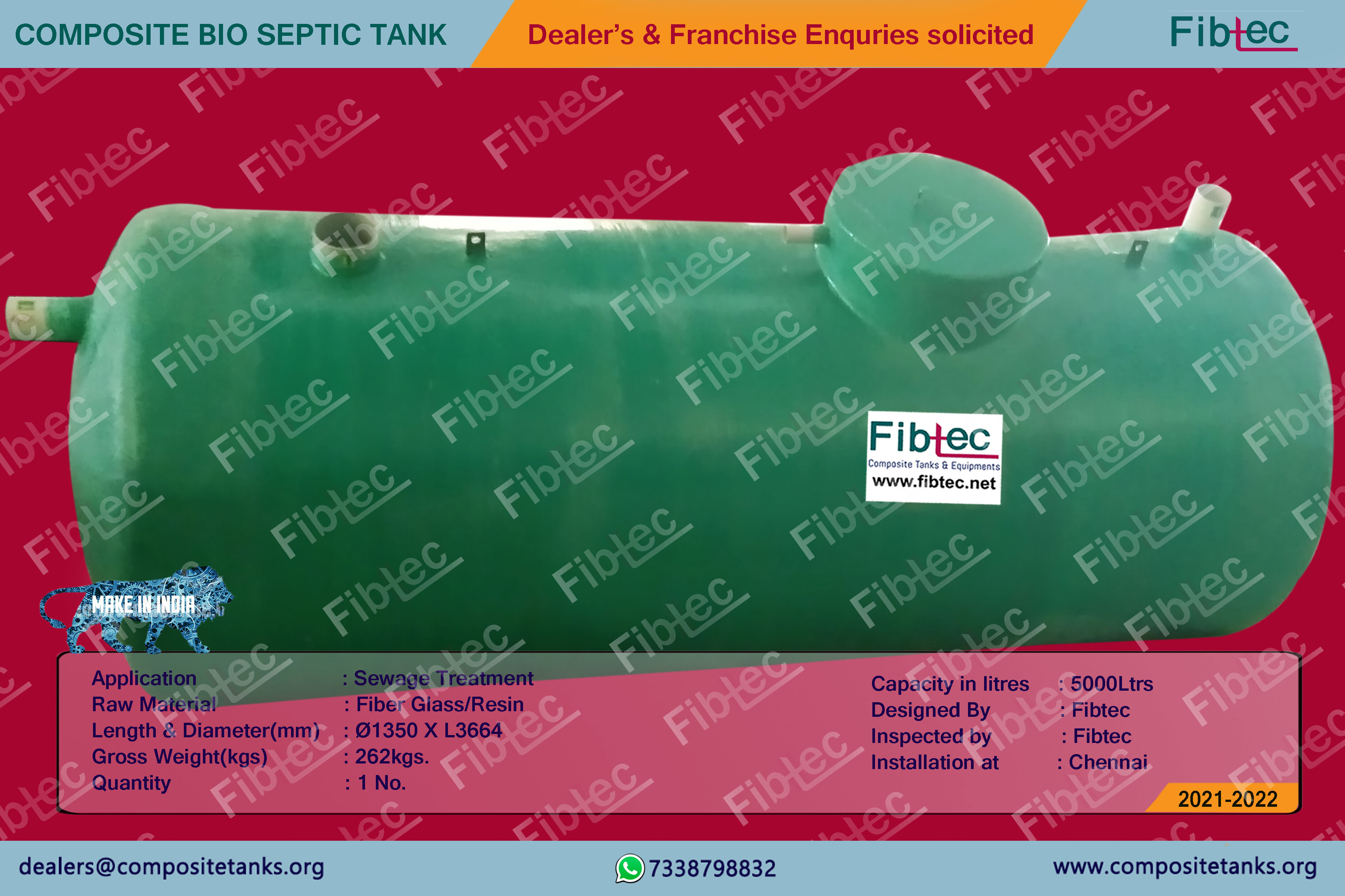 FRP Bio Septic Tank with Waste Water Treatment Process